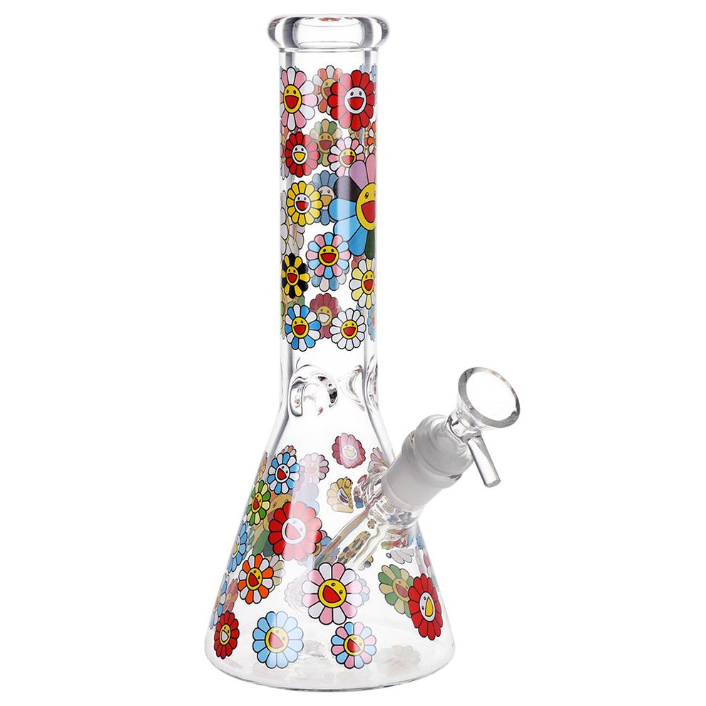 Smiling Flowers Beaker Glass Water Pipe - 10" / 14mm F – Inside Out